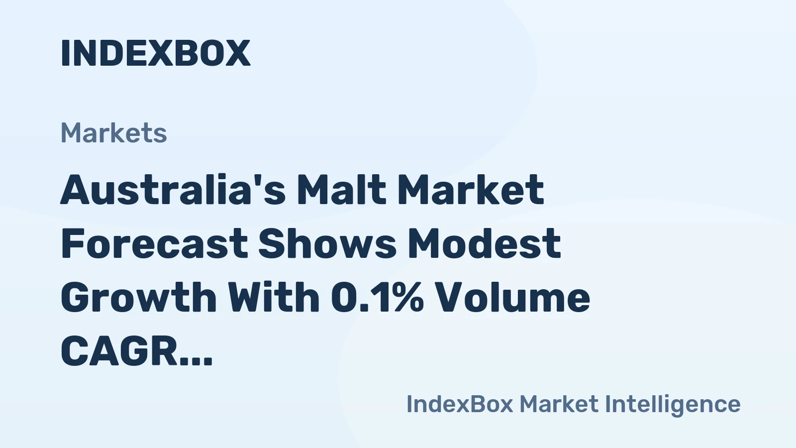 Australia's Malt Market Forecast Shows Modest Growth With 0.1% Volume CAGR Through 2035