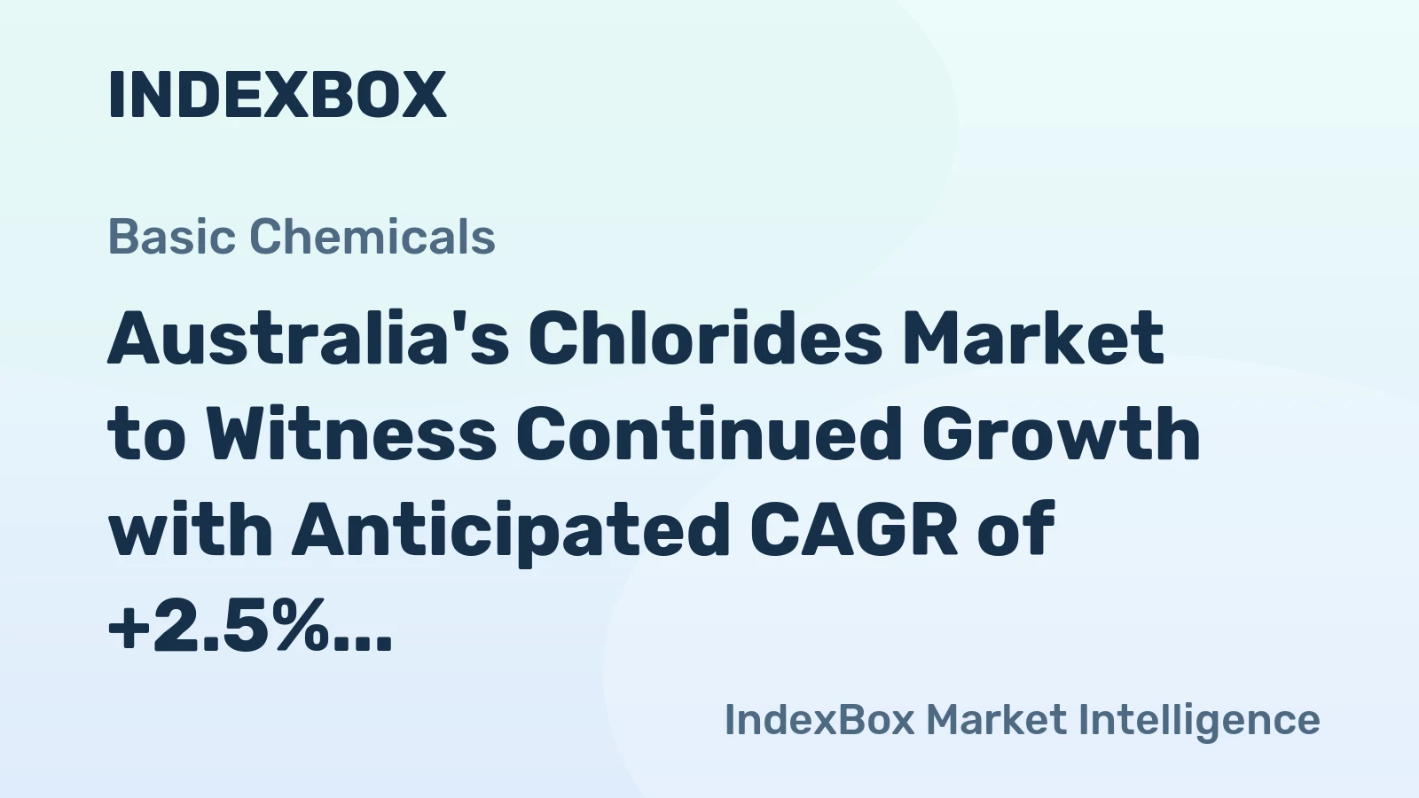 Australia's Chlorides Market to Witness Continued Growth with Anticipated CAGR of +2.5% from 2024 to 2035