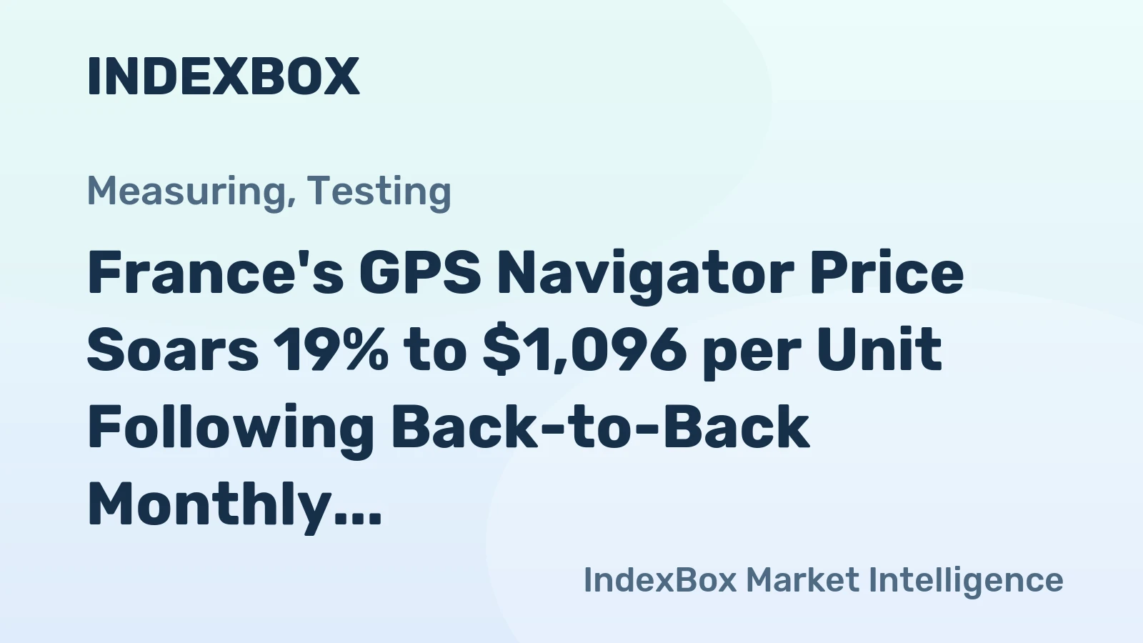 France's GPS Navigator Price Soars 19% to $1,096 per Unit Following Back-to-Back Monthly Rises