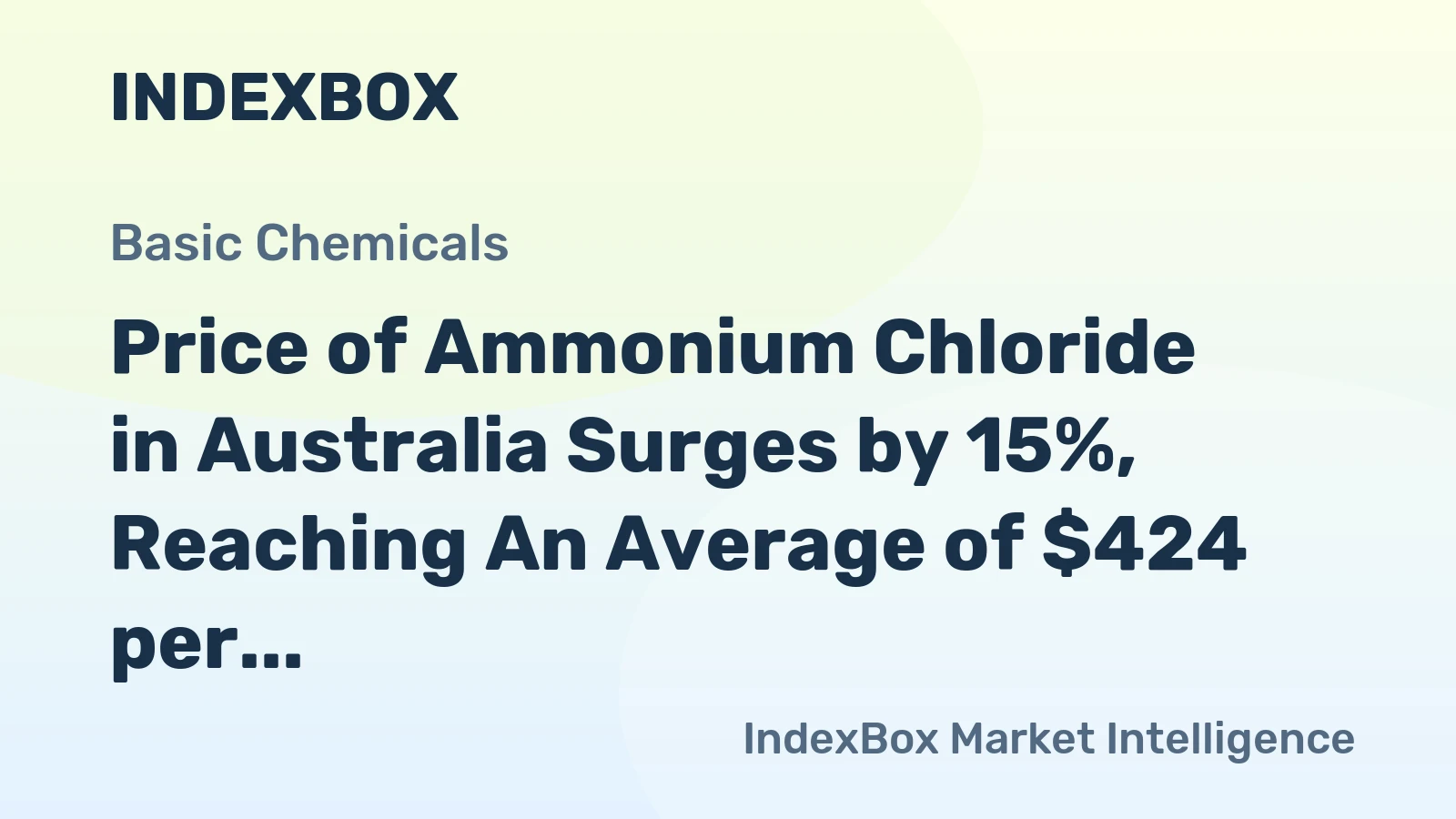 Price of Ammonium Chloride in Australia Surges by 15%, Reaching An Average of $424 per Ton