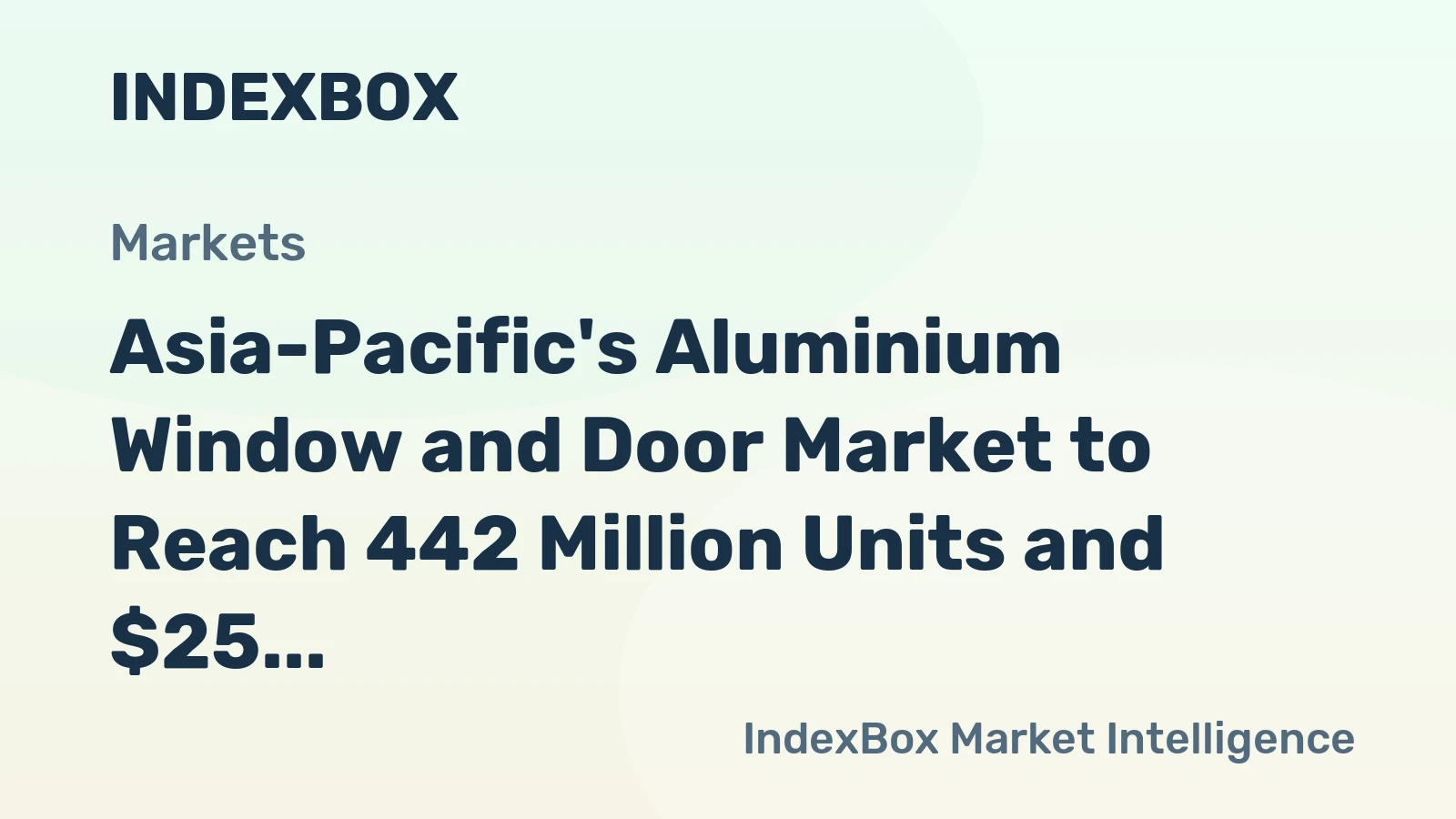 Asia-Pacific's Aluminium Window and Door Market to Reach 442 Million Units and $25 Billion by 2035