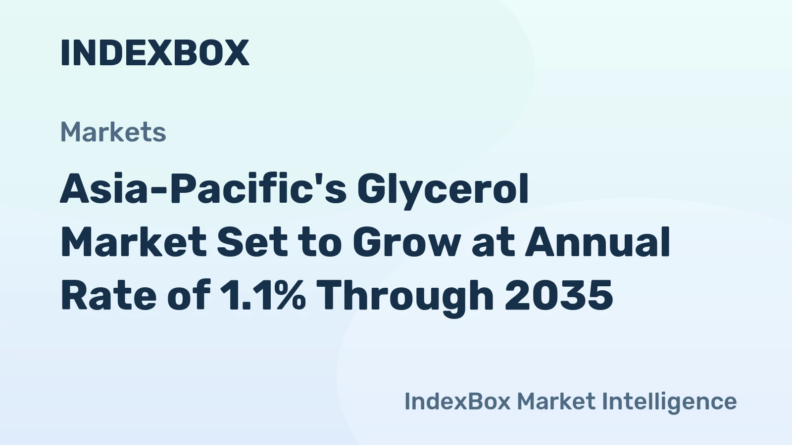Asia-Pacific's Glycerol Market Set to Grow at Annual Rate of 1.1% Through 2035