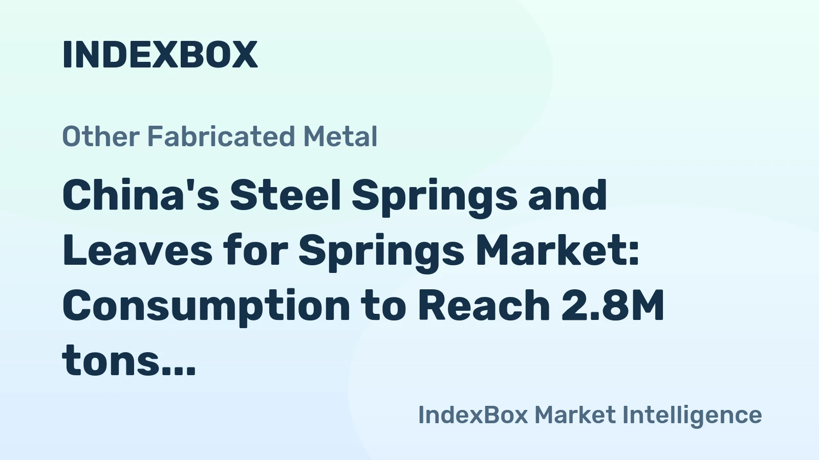 China's Steel Springs and Leaves for Springs Market: Consumption to Reach 2.8M tons and $15.2B by 2035