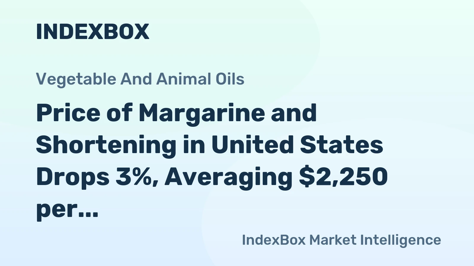 Price of Margarine and Shortening in United States Drops 3%, Averaging $2,250 per Ton