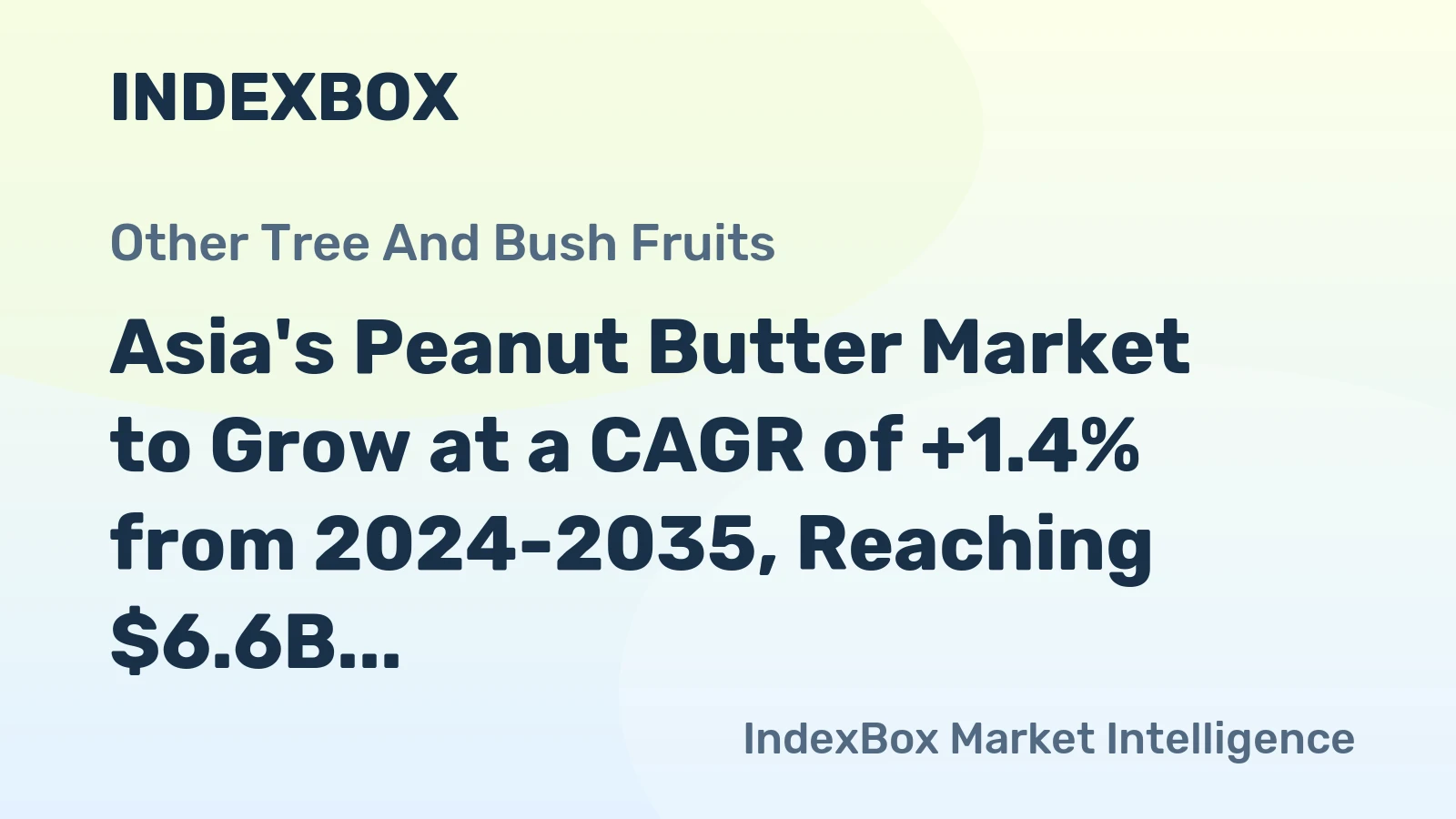 Asia's Peanut Butter Market to Grow at a CAGR of +1.4% from 2024-2035, Reaching $6.6B by 2035