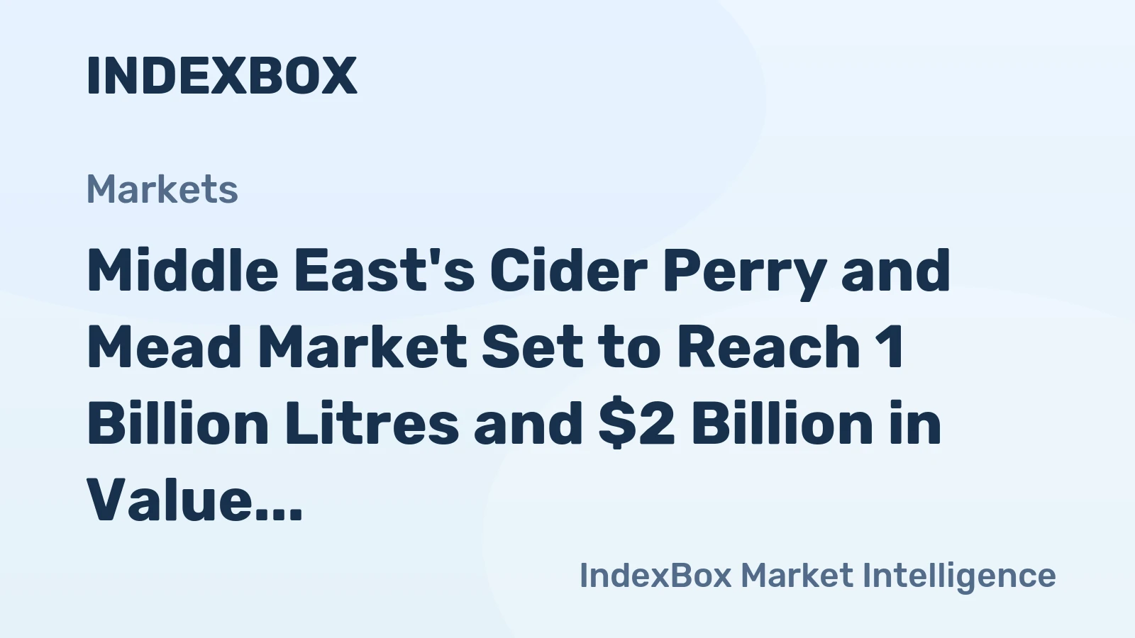 Middle East's Cider Perry and Mead Market Set to Reach 1 Billion Litres and $2 Billion in Value