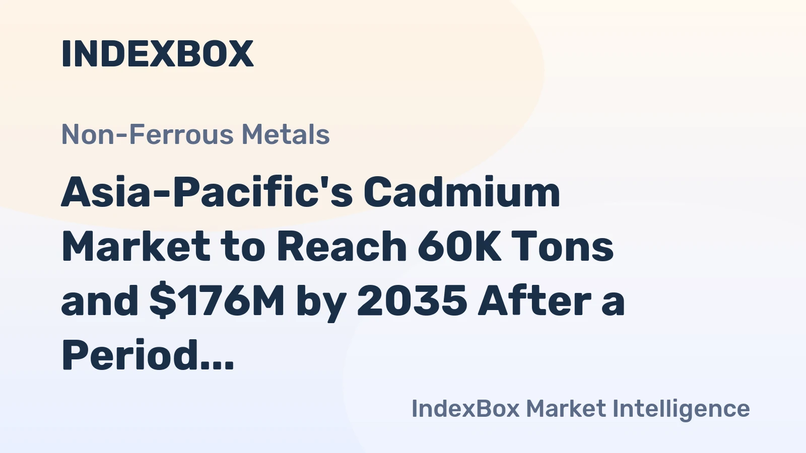Asia-Pacific's Cadmium Market to Reach 60K Tons and $176M by 2035 After a Period of Contraction