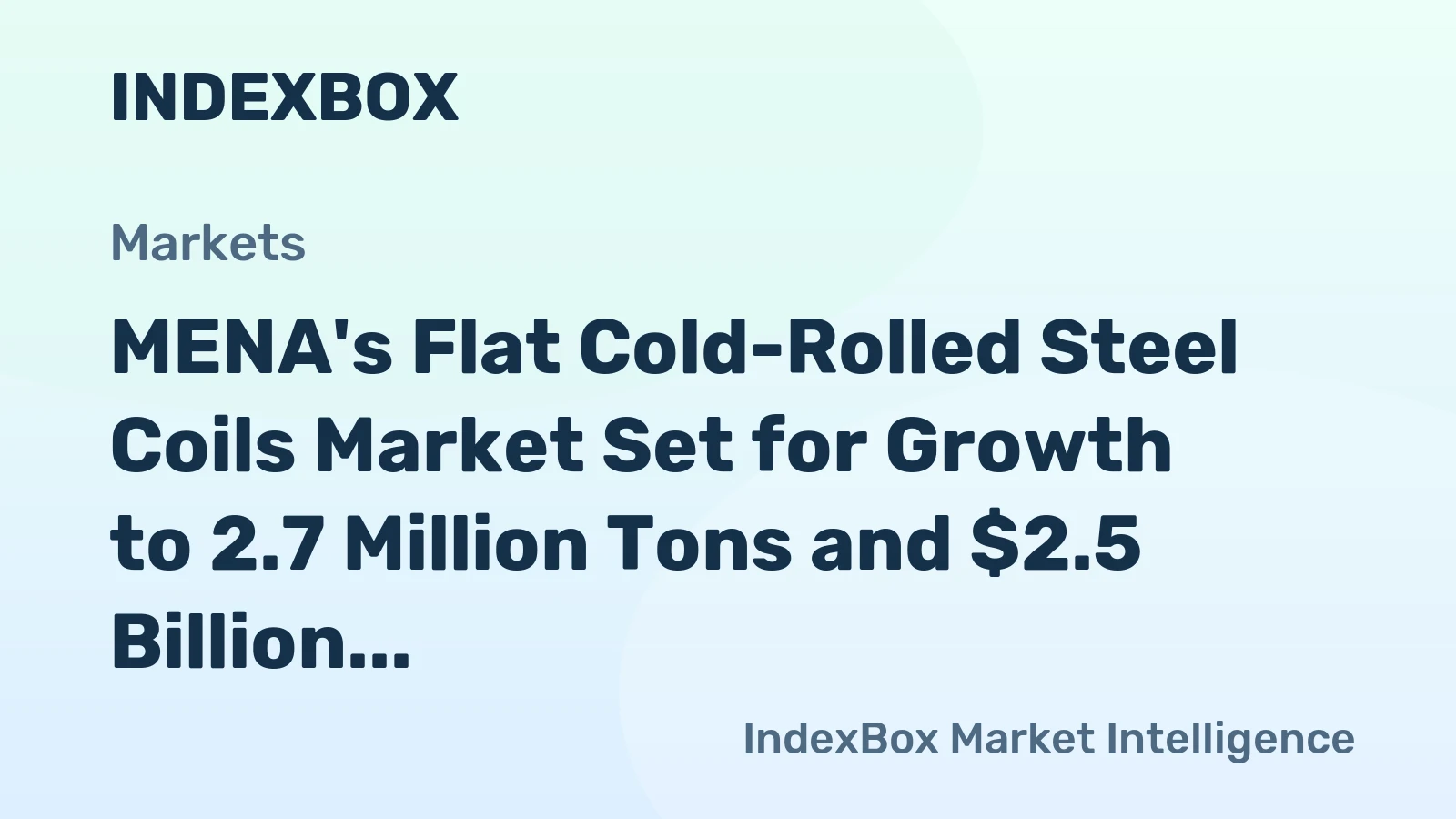 MENA's Flat Cold-Rolled Steel Coils Market Set for Growth to 2.7 Million Tons and $2.5 Billion by 2035