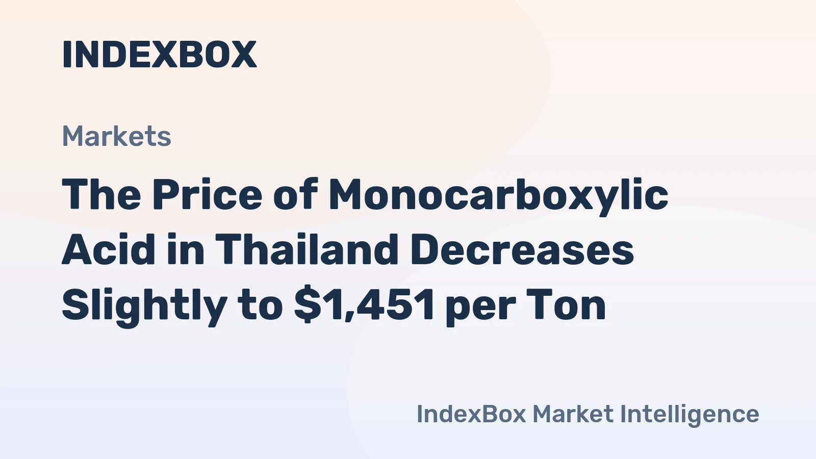 The Price of Monocarboxylic Acid in Thailand Decreases Slightly to $1,451 per Ton.