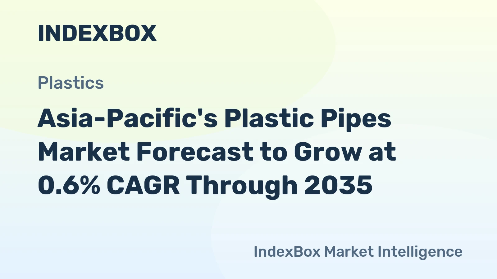 Asia-Pacific's Plastic Pipes Market Forecast to Grow at 0.6% CAGR Through 2035