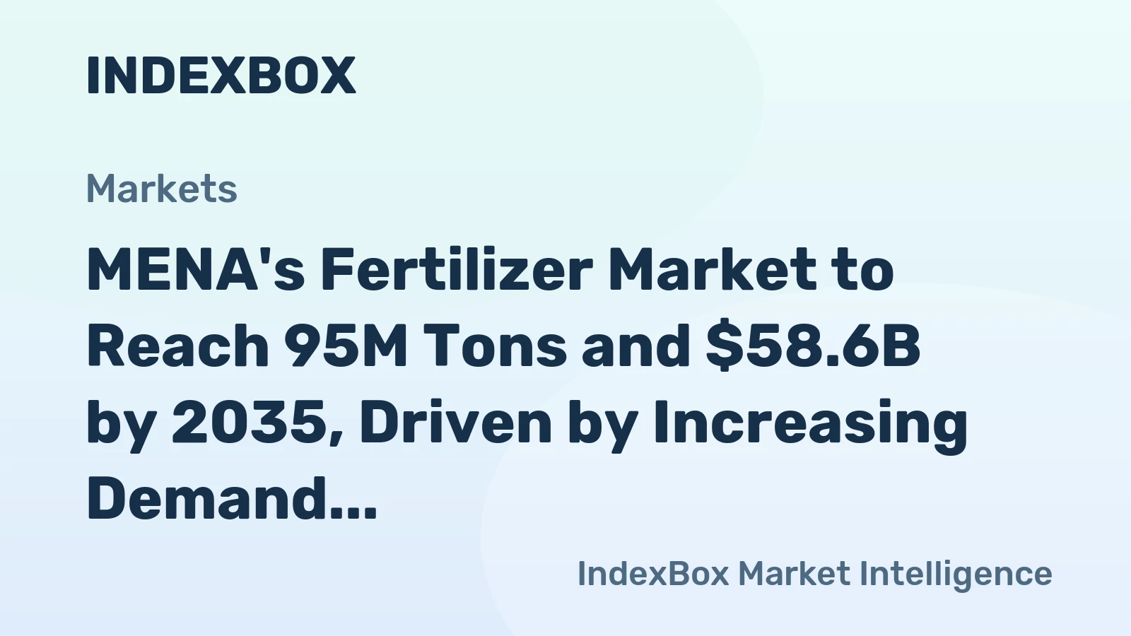 MENA's Fertilizer Market to Reach 95M Tons and $58.6B by 2035, Driven by Increasing Demand