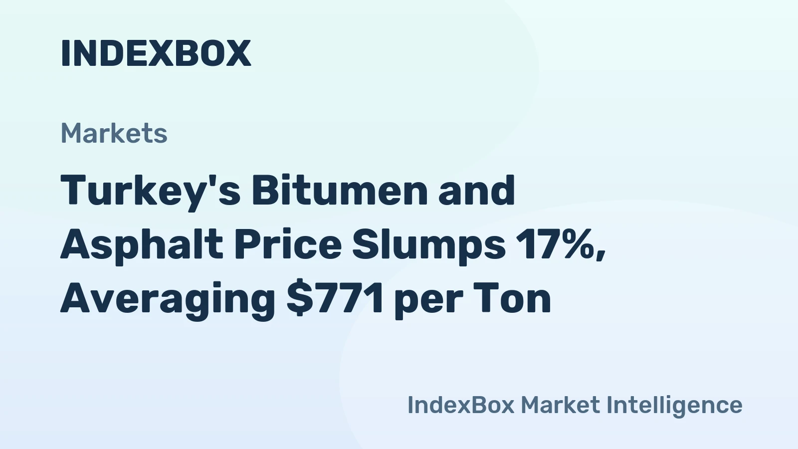 Turkey's Bitumen and Asphalt Price Slumps 17%, Averaging $771 per Ton