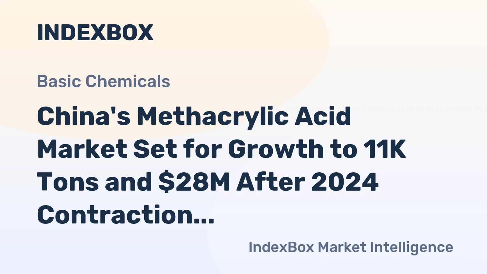 China's Methacrylic Acid Market Set for Growth to 11K Tons and $28M After 2024 Contraction