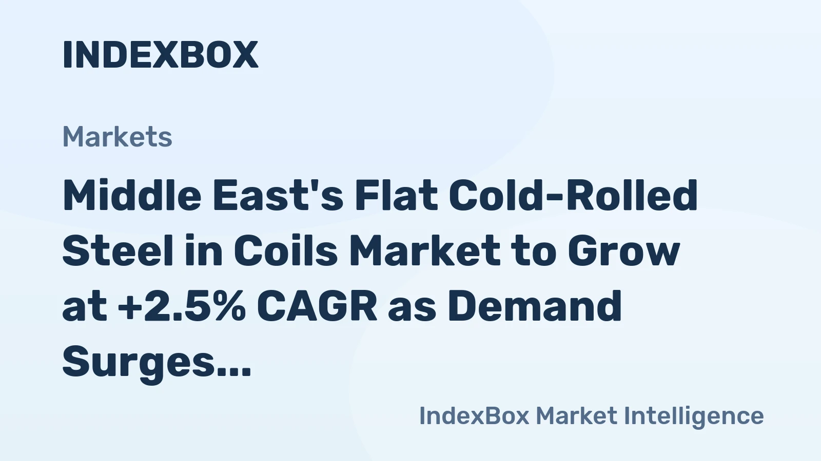 Middle East's Flat Cold-Rolled Steel in Coils Market to Grow at +2.5% CAGR as Demand Surges