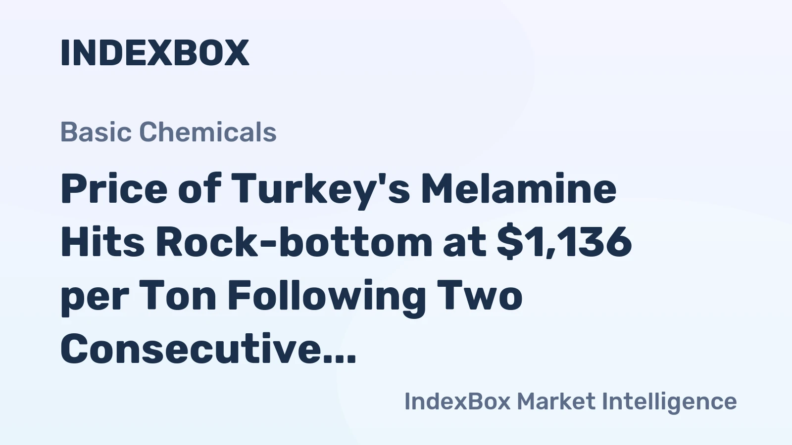Price of Turkey's Melamine Hits Rock-bottom at $1,136 per Ton Following Two Consecutive Months of Decline.