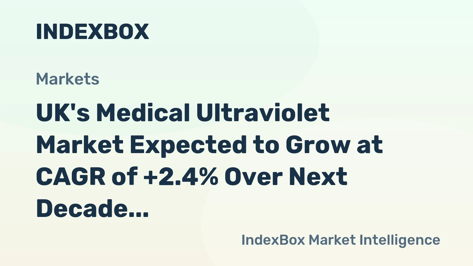 UK's Medical Ultraviolet Market Expected to Grow at CAGR of +2.4% Over Next Decade