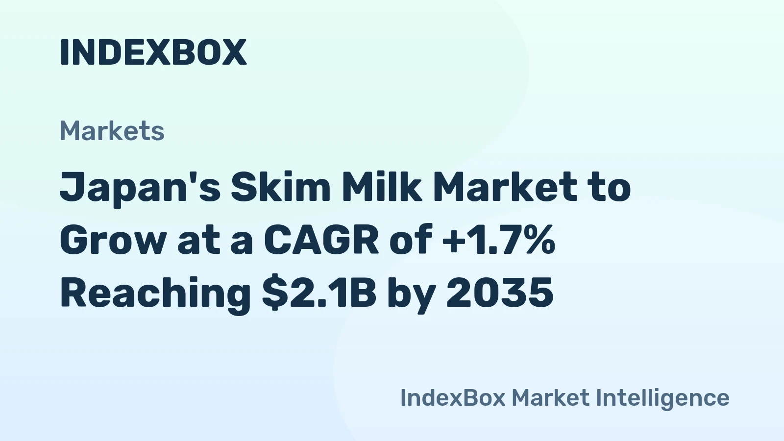 Japan's Skim Milk Market to Grow at a CAGR of +1.7% Reaching $2.1B by 2035