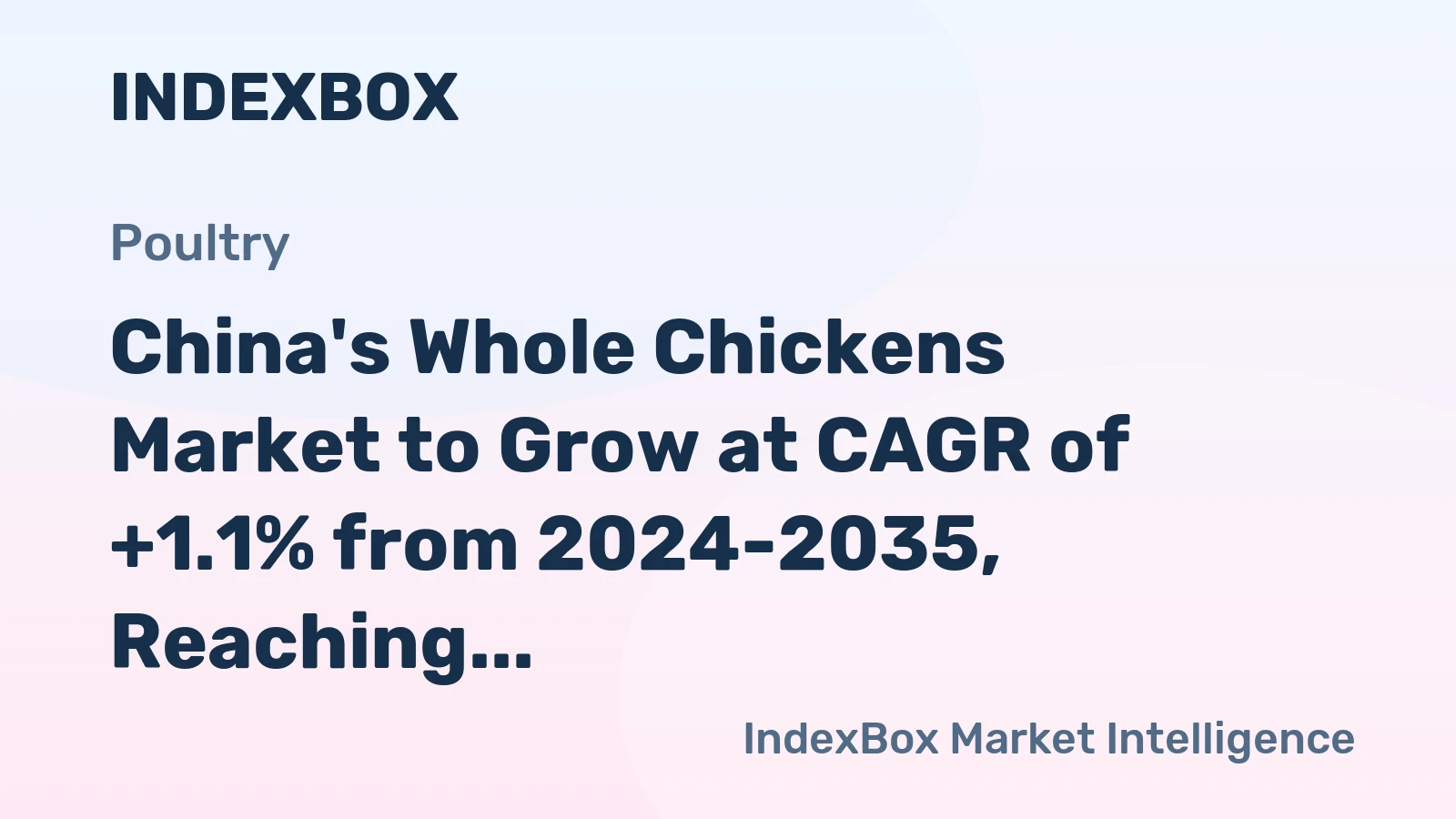 China's Whole Chickens Market to Grow at CAGR of +1.1% from 2024-2035, Reaching 6.8M Tons