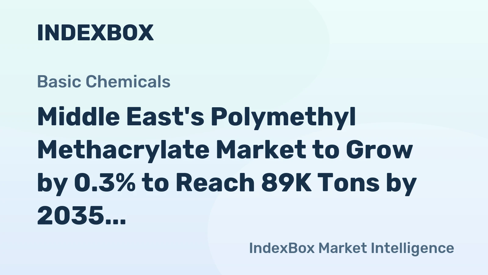 Middle East's Polymethyl Methacrylate Market to Grow by 0.3% to Reach 89K Tons by 2035, Valued at $296M