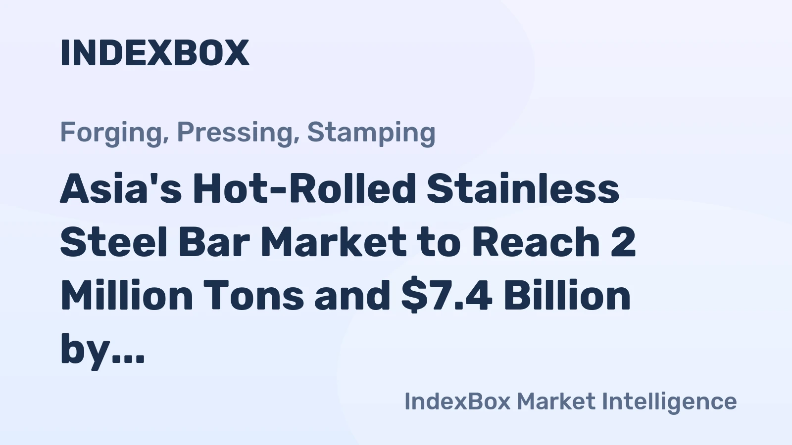 Asia's Hot-Rolled Stainless Steel Bar Market to Reach 2 Million Tons and $7.4 Billion by 2035