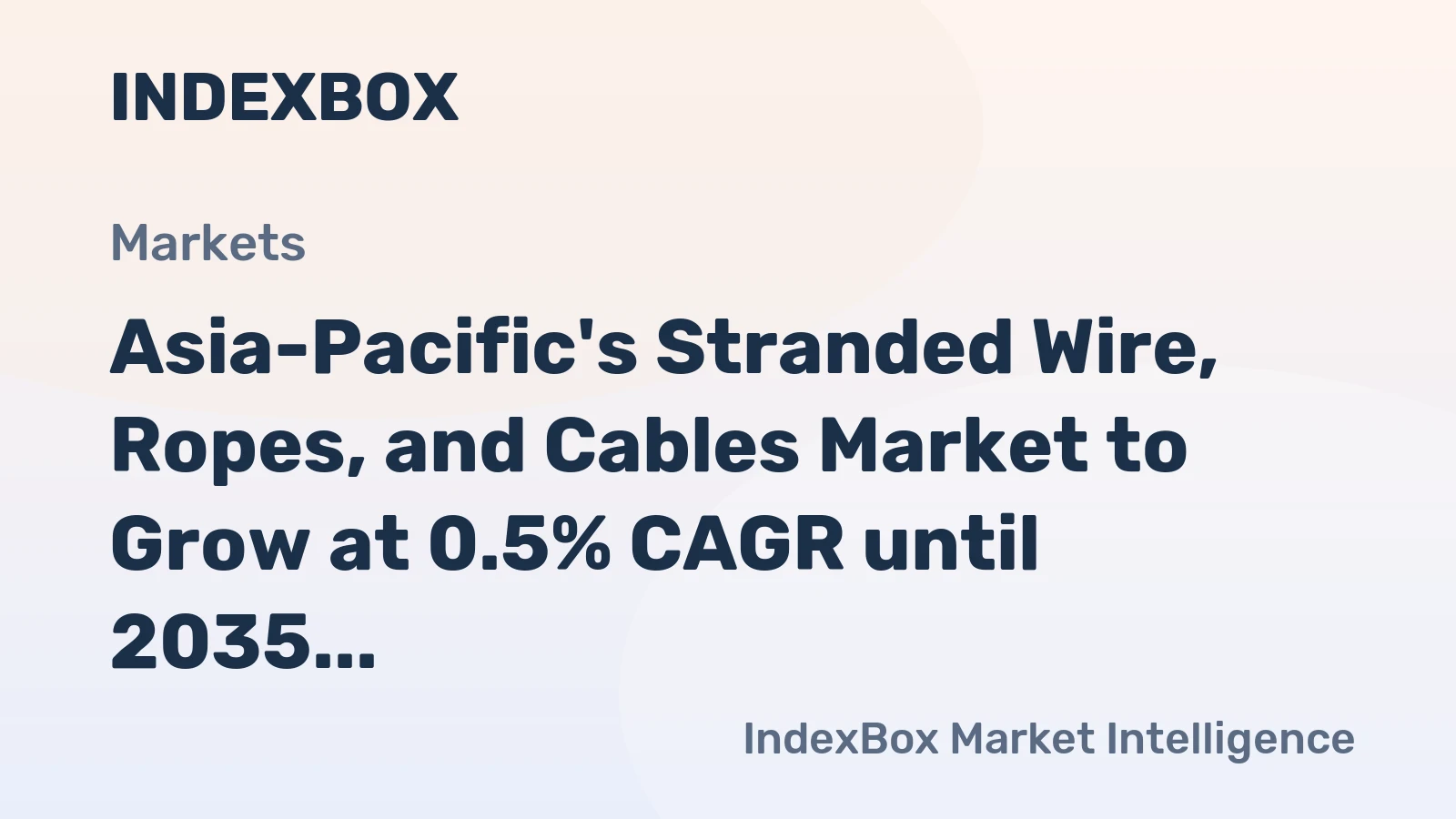 Asia-Pacific's Stranded Wire, Ropes, and Cables Market to Grow at 0.5% CAGR until 2035