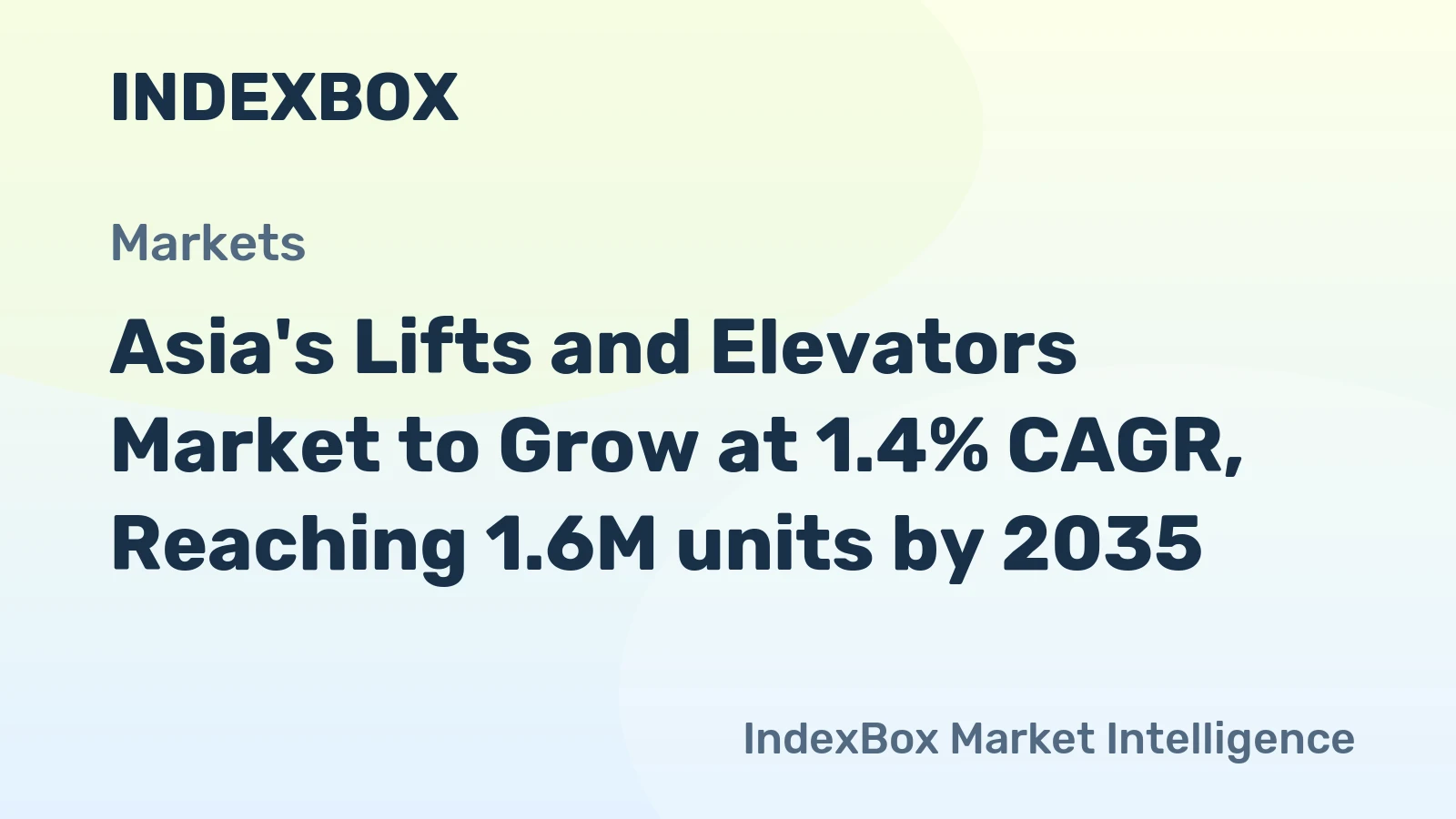 Asia's Lifts and Elevators Market to Grow at 1.4% CAGR, Reaching 1.6M units by 2035