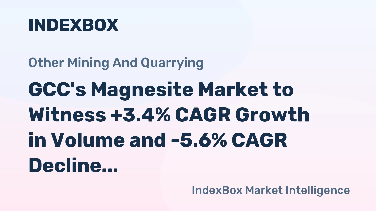 GCC's Magnesite Market to Witness +3.4% CAGR Growth in Volume and -5.6% CAGR Decline in Value from 2024 to 2035