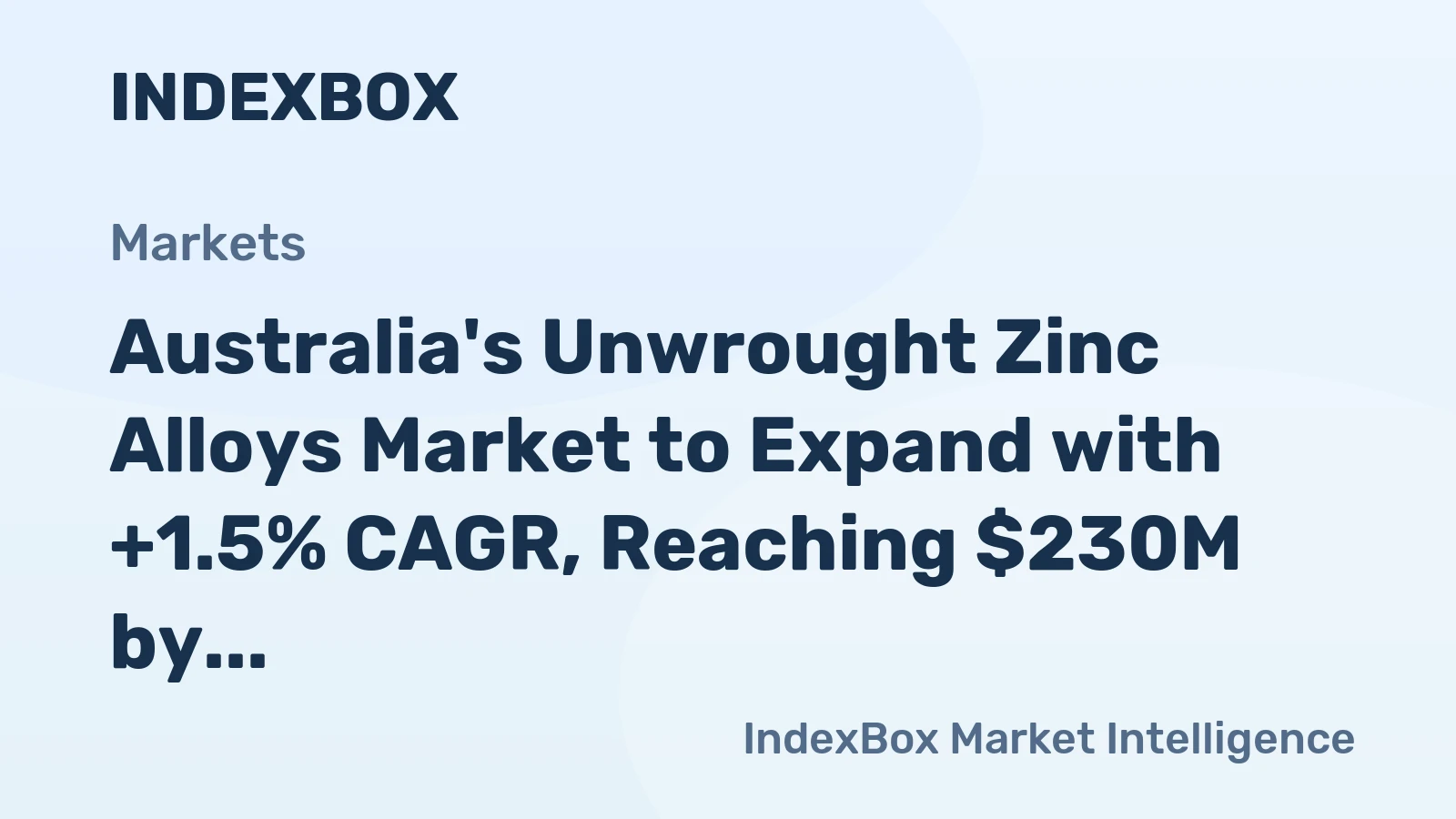 Australia's Unwrought Zinc Alloys Market to Expand with +1.5% CAGR, Reaching $230M by 2035