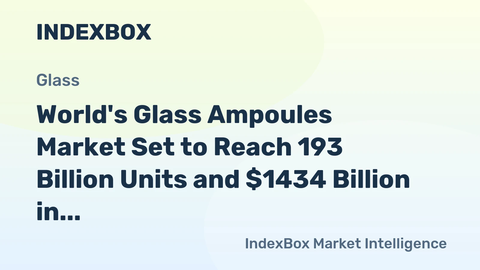 World's Glass Ampoules Market Set to Reach 193 Billion Units and $1434 Billion in Value