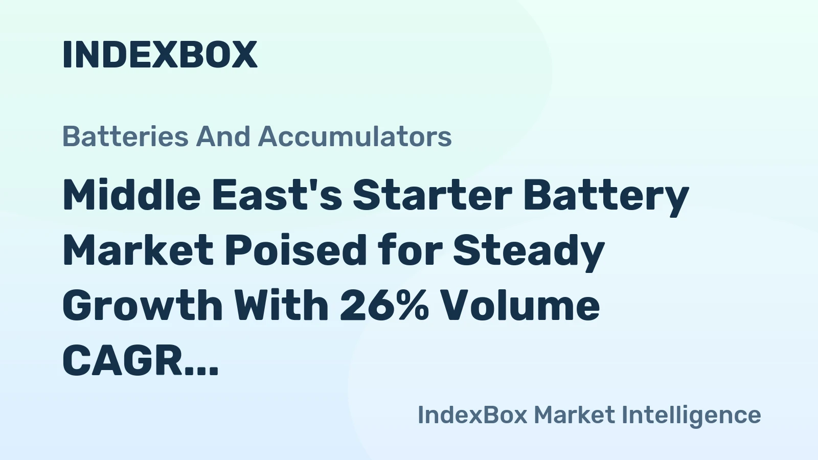 Middle East's Starter Battery Market Poised for Steady Growth With 26% Volume CAGR Through 2035