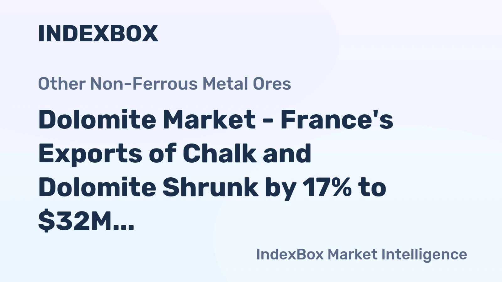 Dolomite Market - France's Exports of Chalk and Dolomite Shrunk by 17% to $32M (in 2014, Yoy)