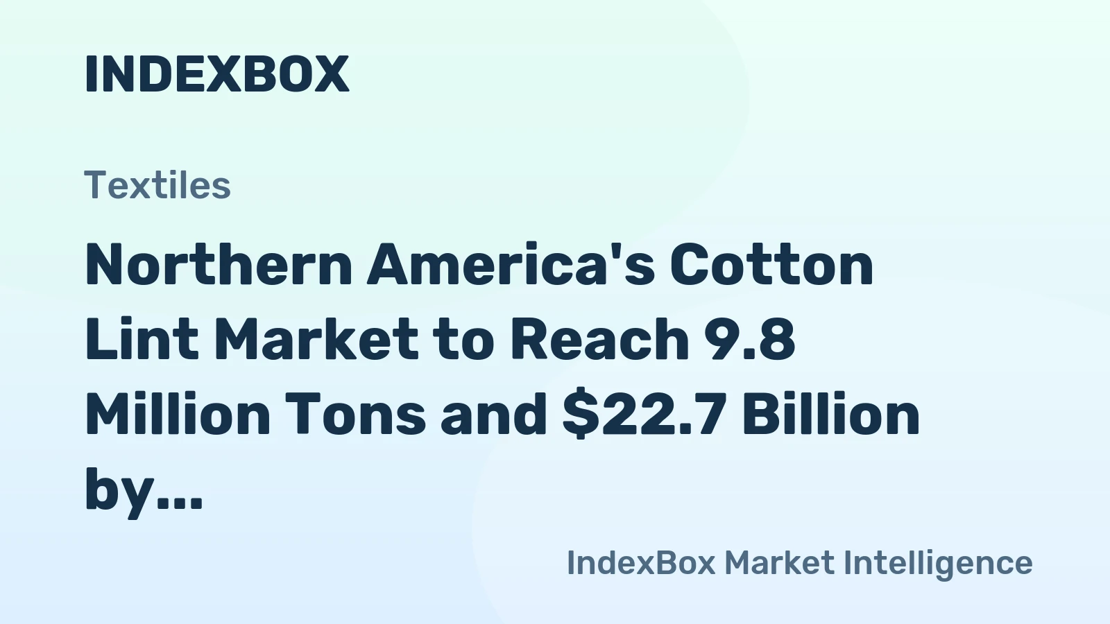 Northern America's Cotton Lint Market to Reach 9.8 Million Tons and $22.7 Billion by 2035