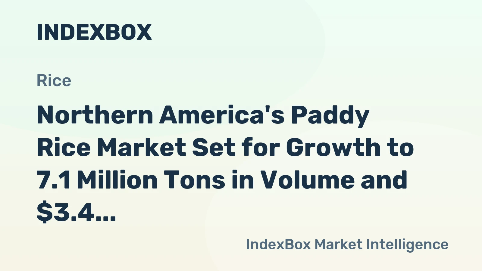 Northern America's Paddy Rice Market Set for Growth to 7.1 Million Tons in Volume and $3.4 Billion in Value
