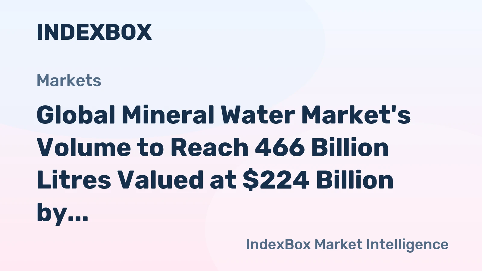 Global Mineral Water Market's Volume to Reach 466 Billion Litres Valued at $224 Billion by 2035