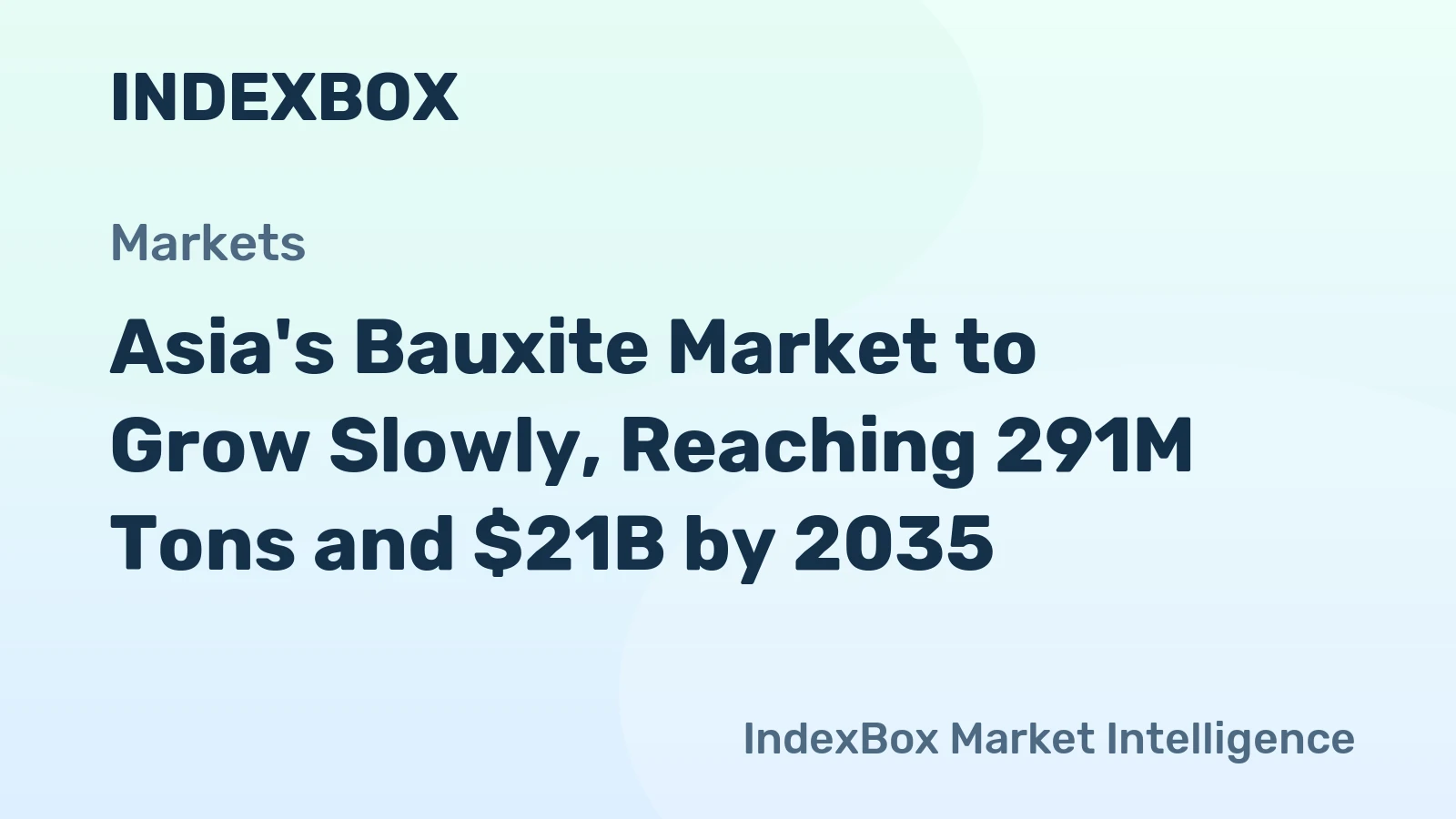 Asia's Bauxite Market to Grow Slowly, Reaching 291M Tons and $21B by 2035