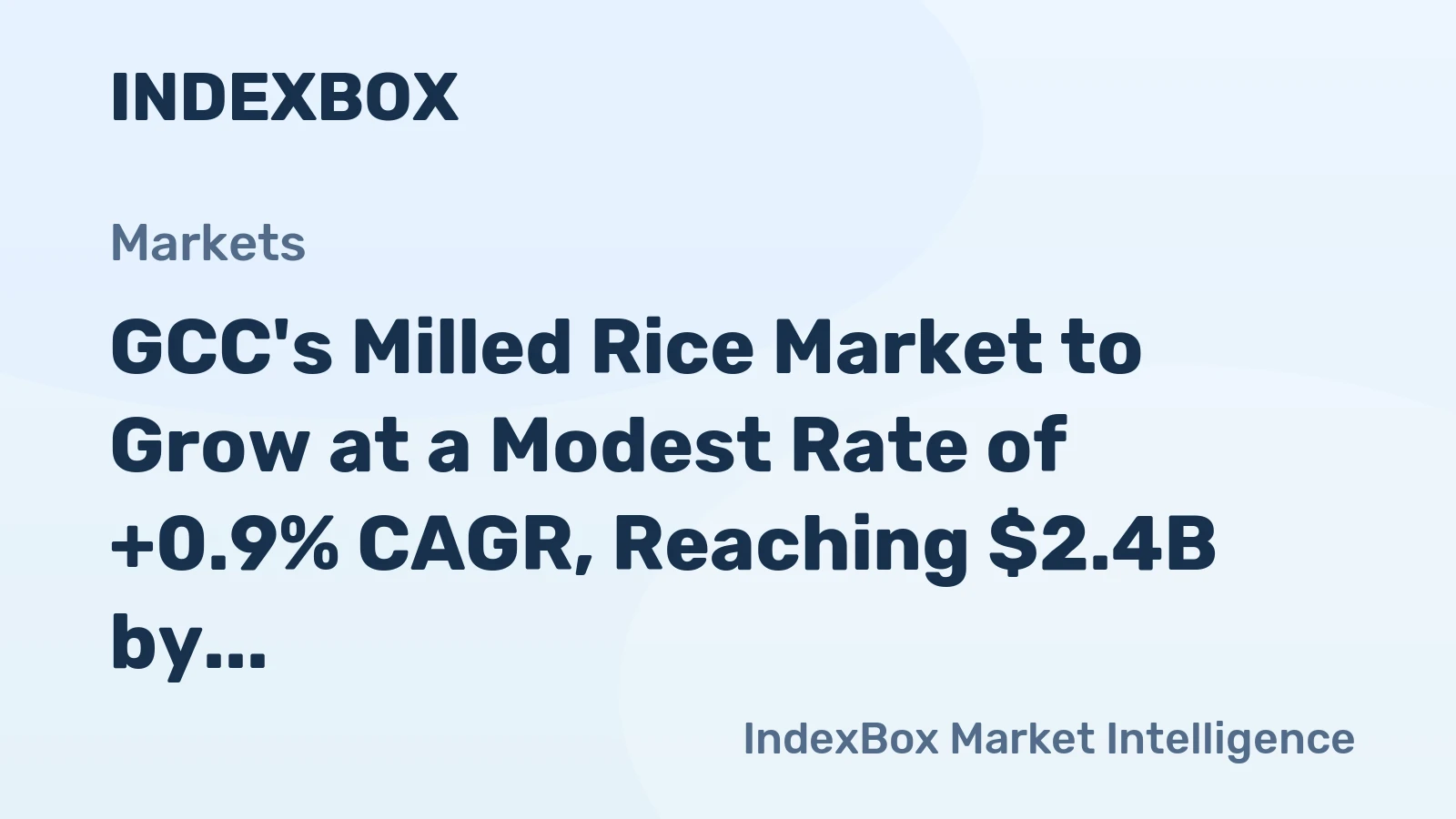 GCC's Milled Rice Market to Grow at a Modest Rate of +0.9% CAGR, Reaching $2.4B by 2035