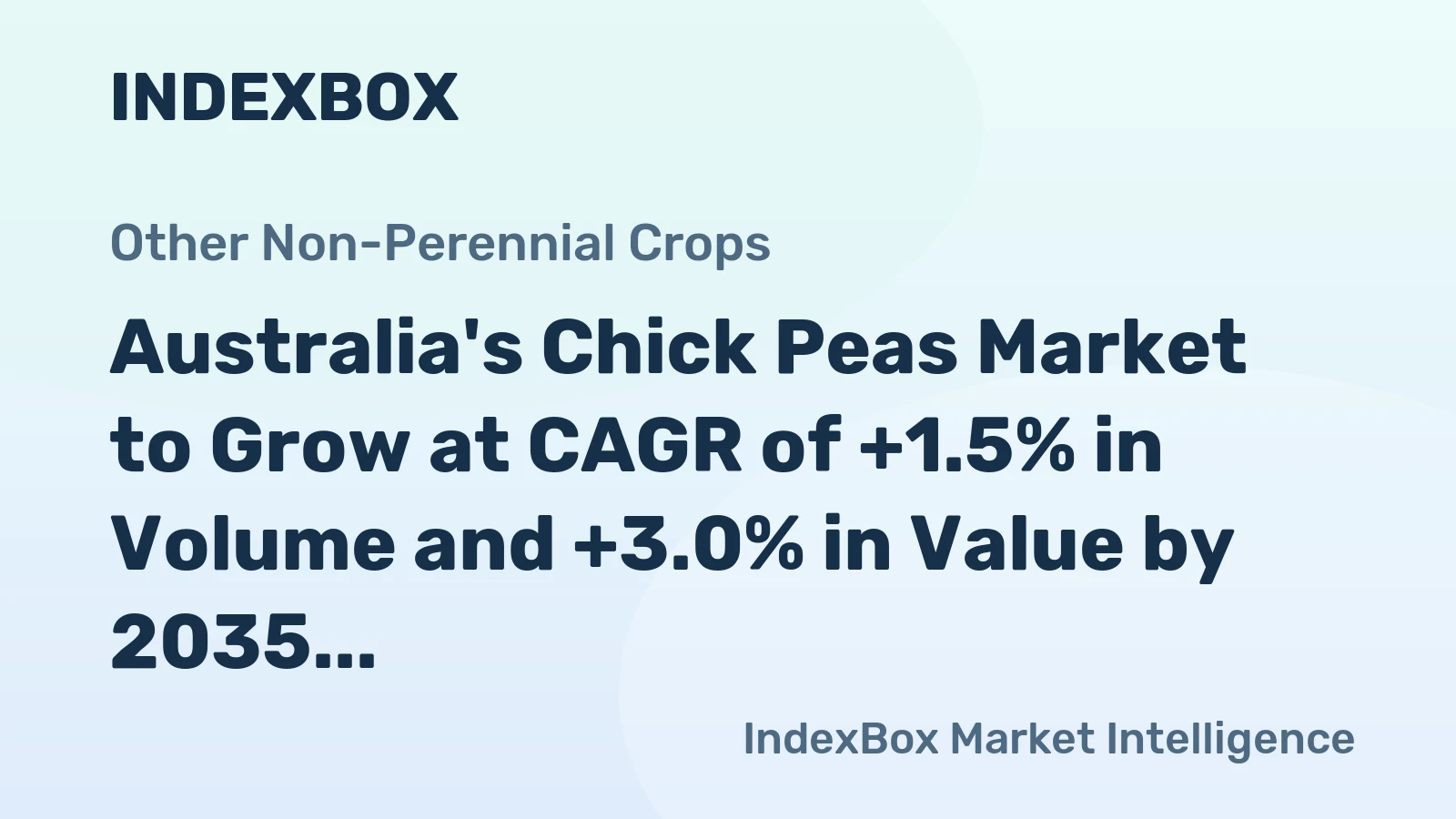 Australia's Chick Peas Market to Grow at CAGR of +1.5% in Volume and +3.0% in Value by 2035