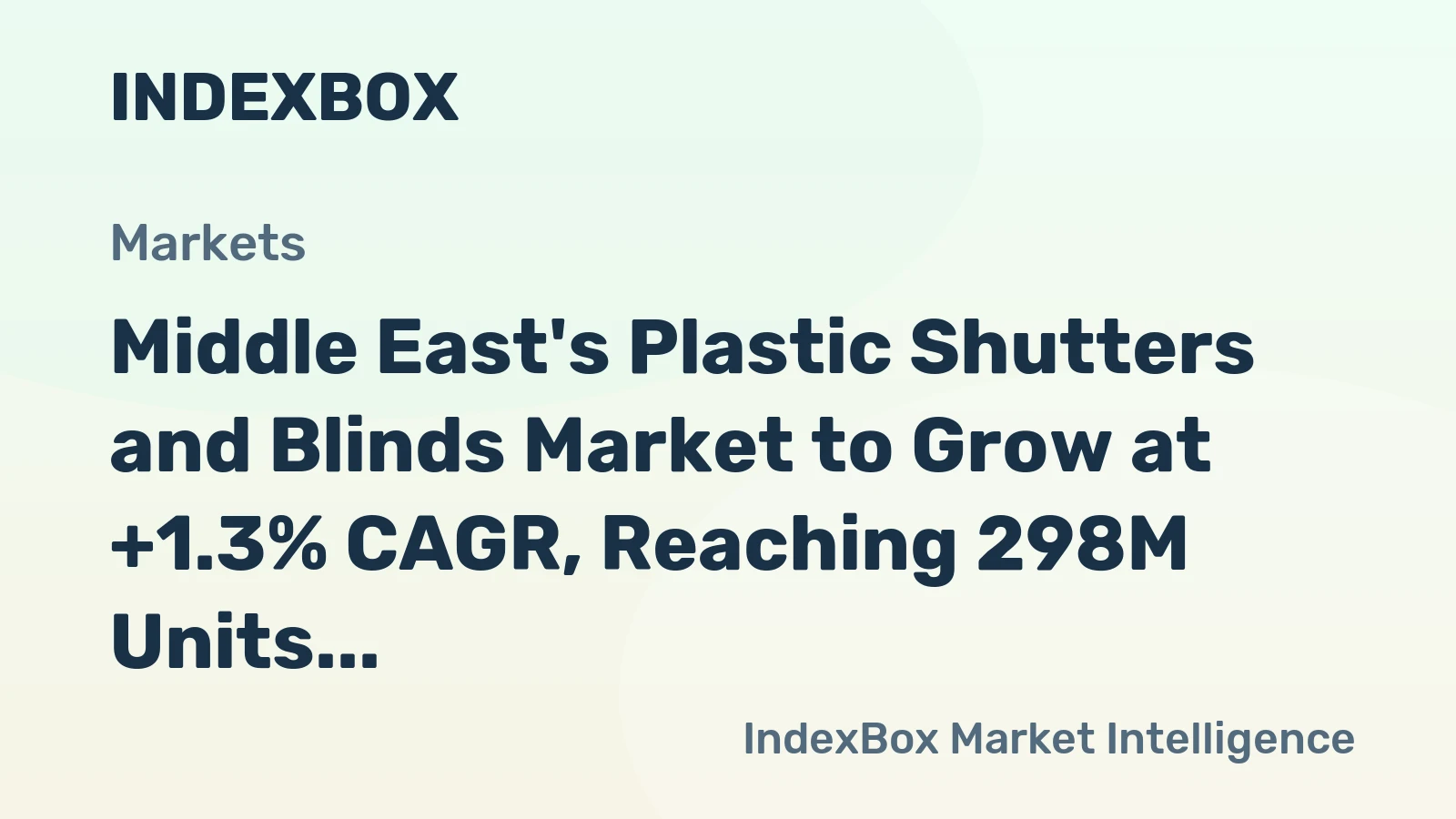Middle East's Plastic Shutters and Blinds Market to Grow at +1.3% CAGR, Reaching 298M Units by 2035