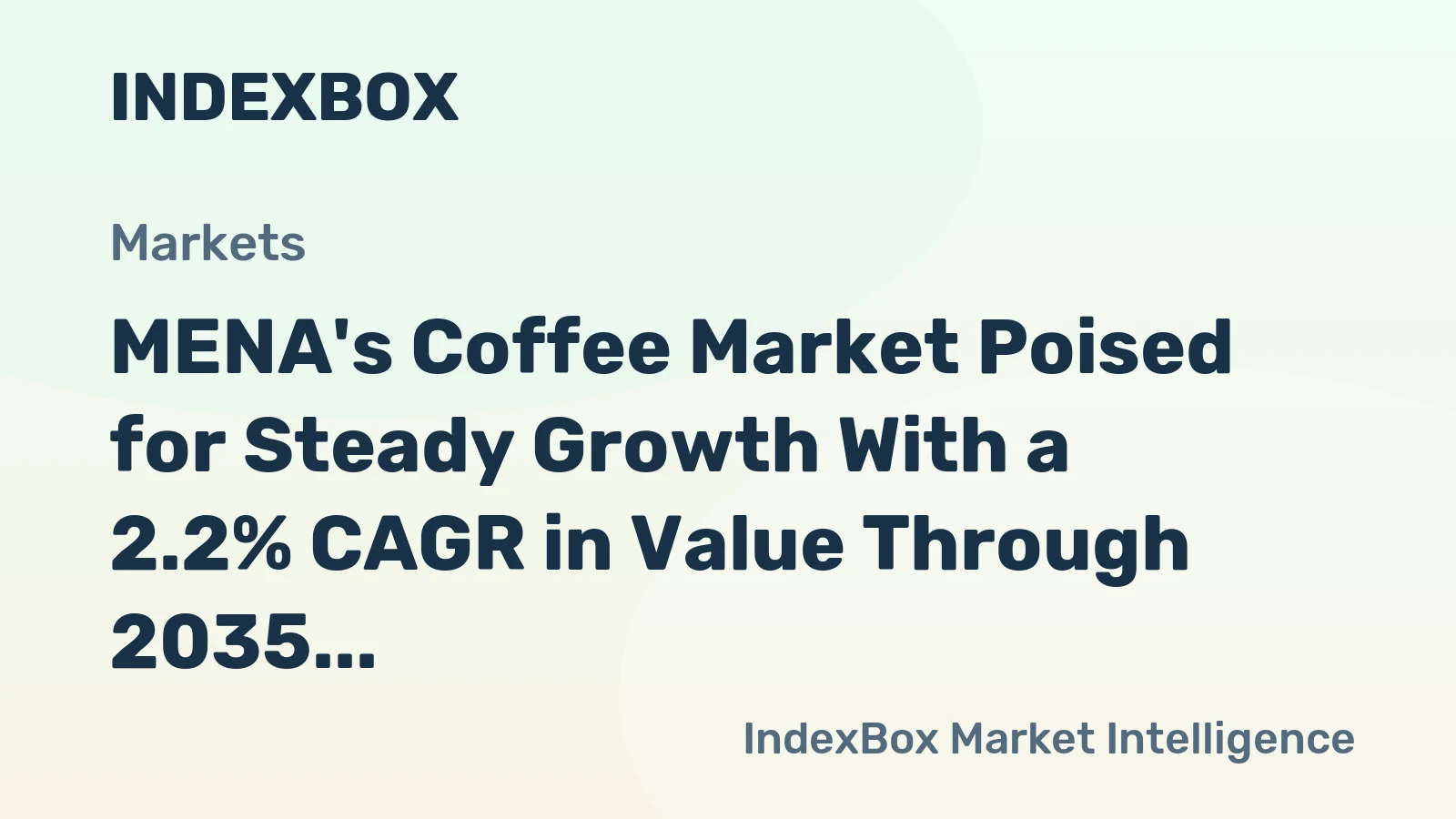 MENA's Coffee Market Poised for Steady Growth With a 2.2% CAGR in Value Through 2035