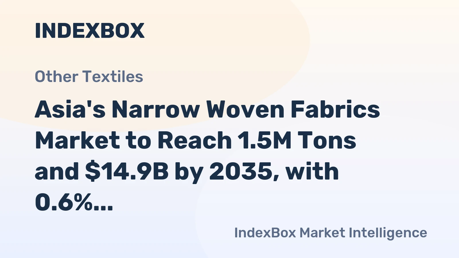 Asia's Narrow Woven Fabrics Market to Reach 1.5M Tons and $14.9B by 2035, with 0.6% Volume Growth