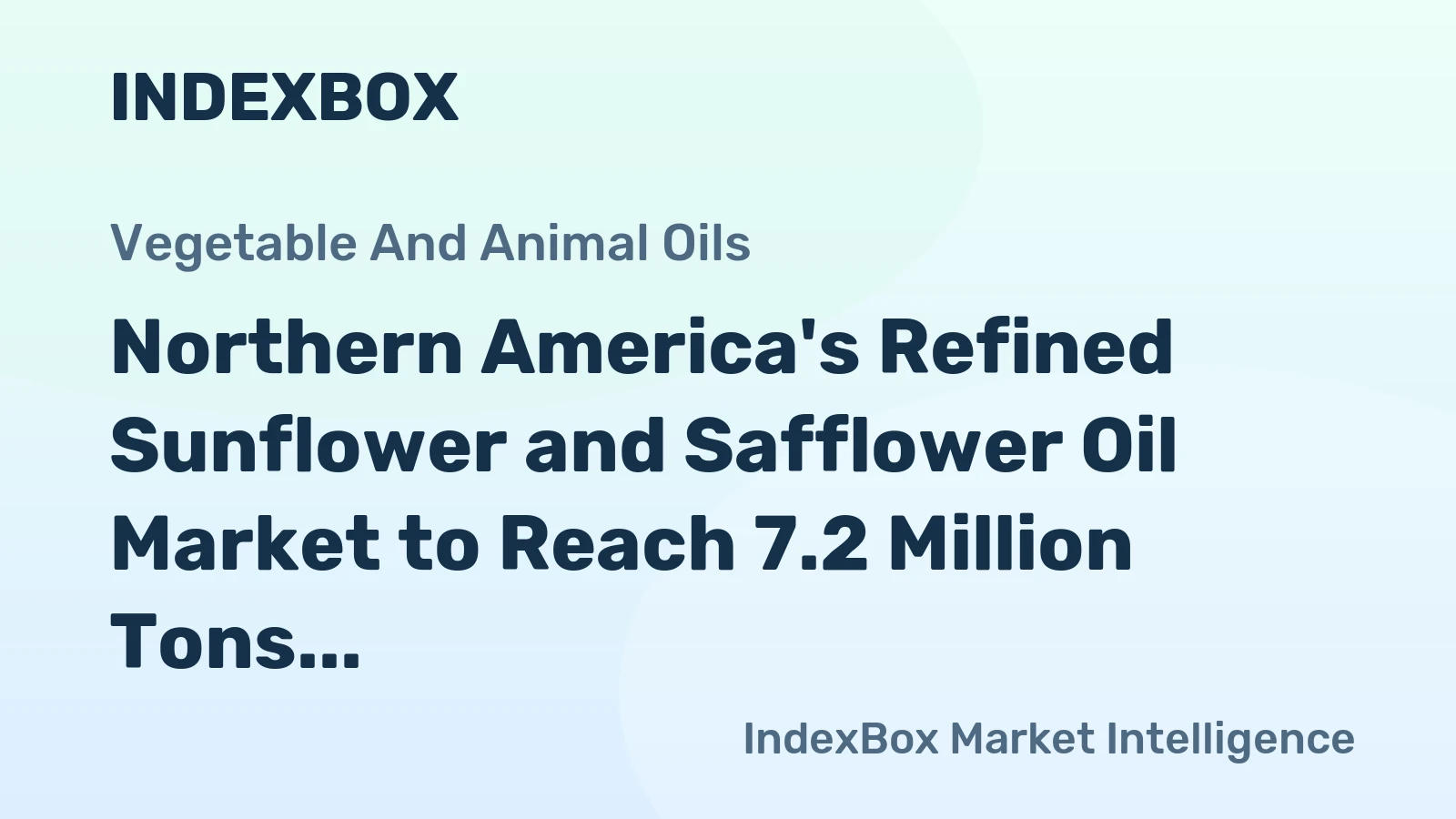 Northern America's Refined Sunflower and Safflower Oil Market to Reach 7.2 Million Tons and $14.3 Billion
