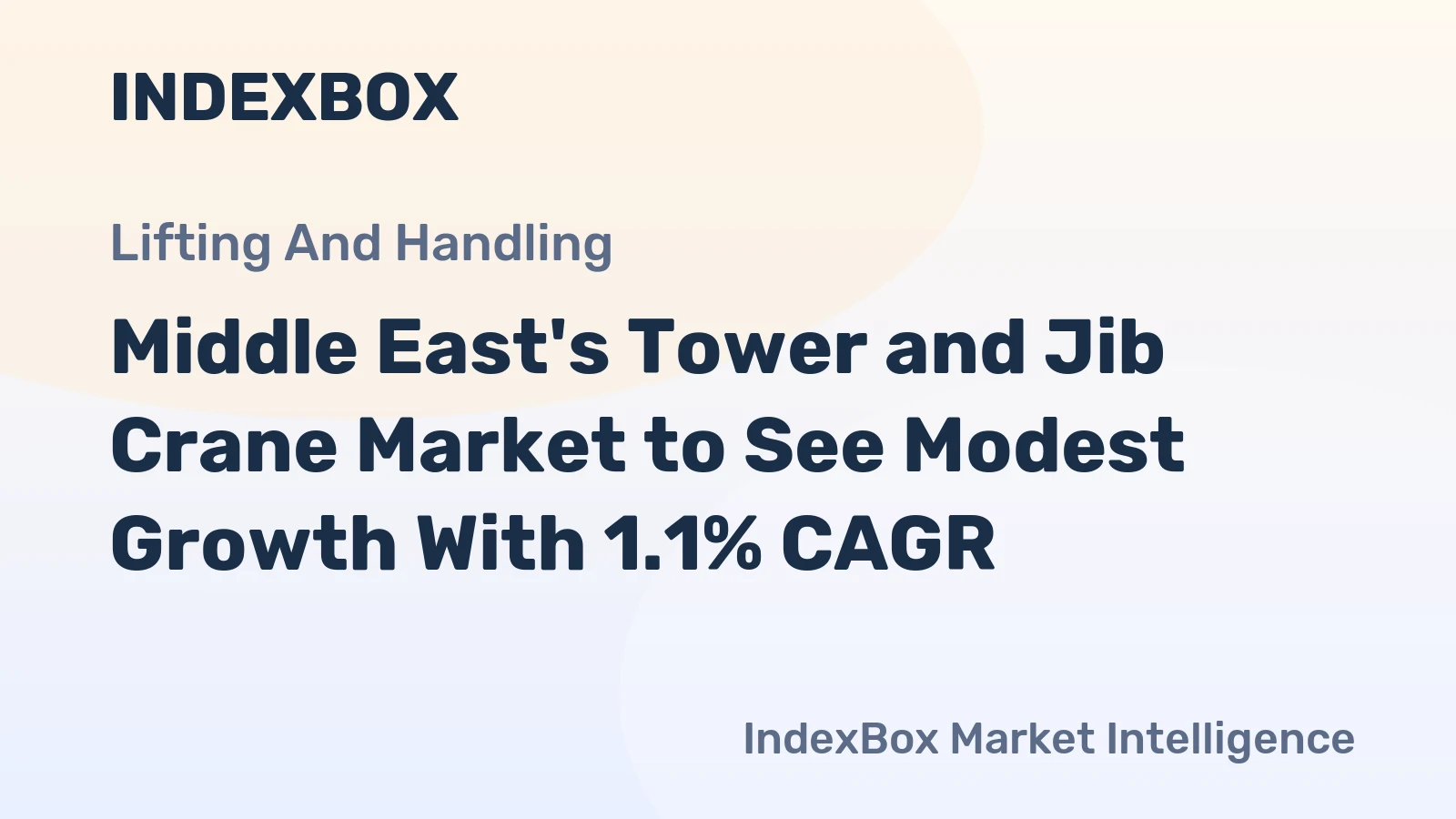 Middle East's Tower and Jib Crane Market to See Modest Growth With 1.1% CAGR