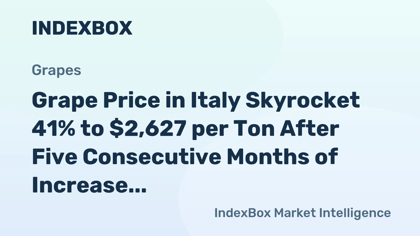 Grape Price in Italy Skyrocket 41% to $2,627 per Ton After Five Consecutive Months of Increase
