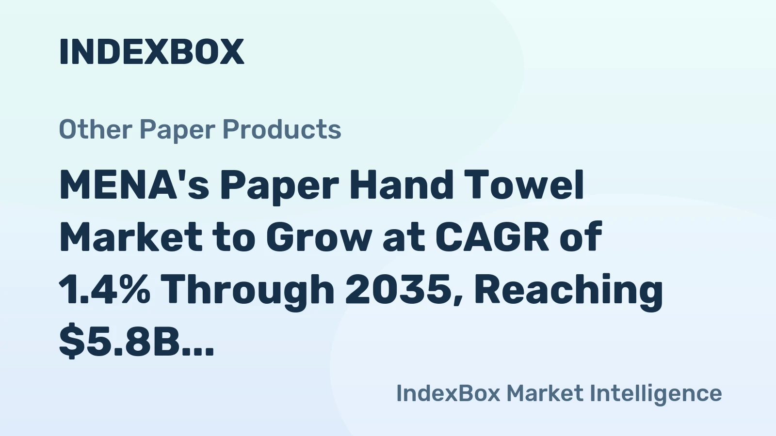 MENA's Paper Hand Towel Market to Grow at CAGR of 1.4% Through 2035, Reaching $5.8B