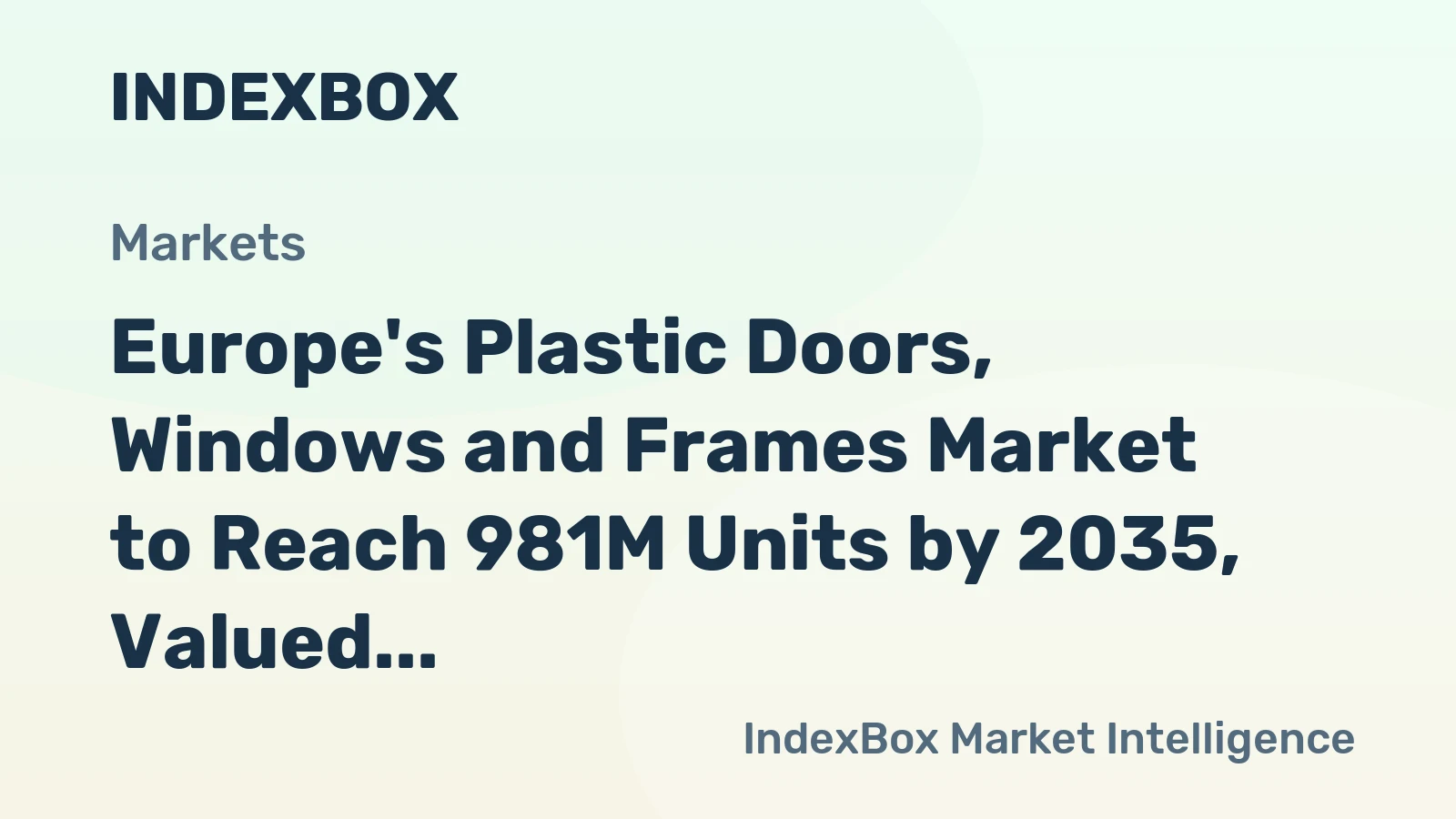 Europe's Plastic Doors, Windows and Frames Market to Reach 981M Units by 2035, Valued at $5.5B