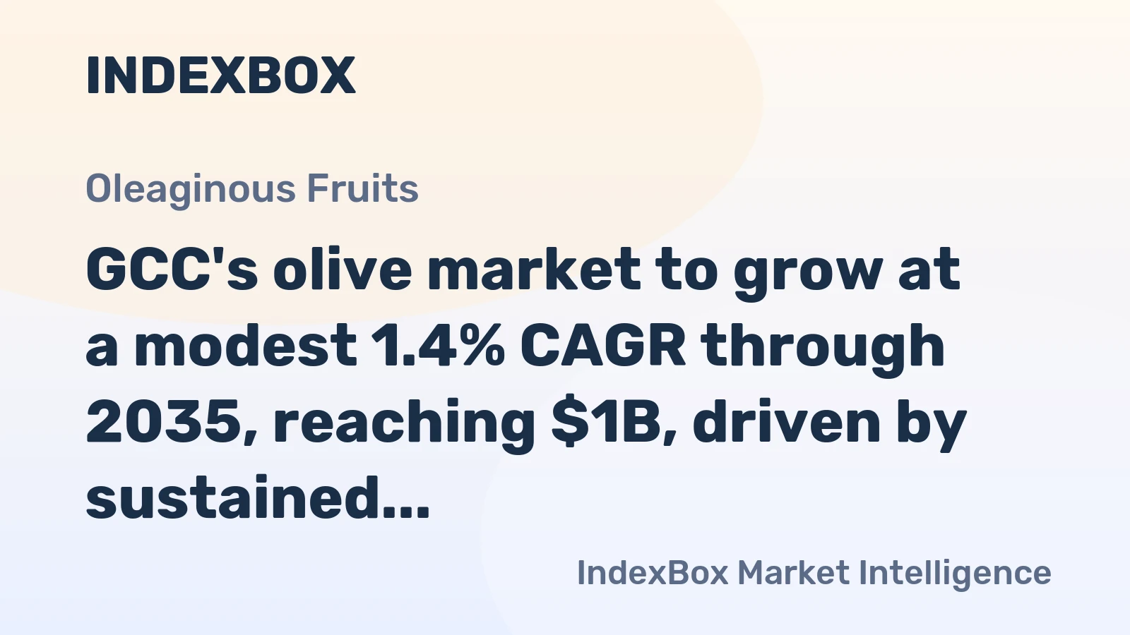 GCC's olive market to grow at a modest 1.4% CAGR through 2035, reaching $1B, driven by sustained demand.