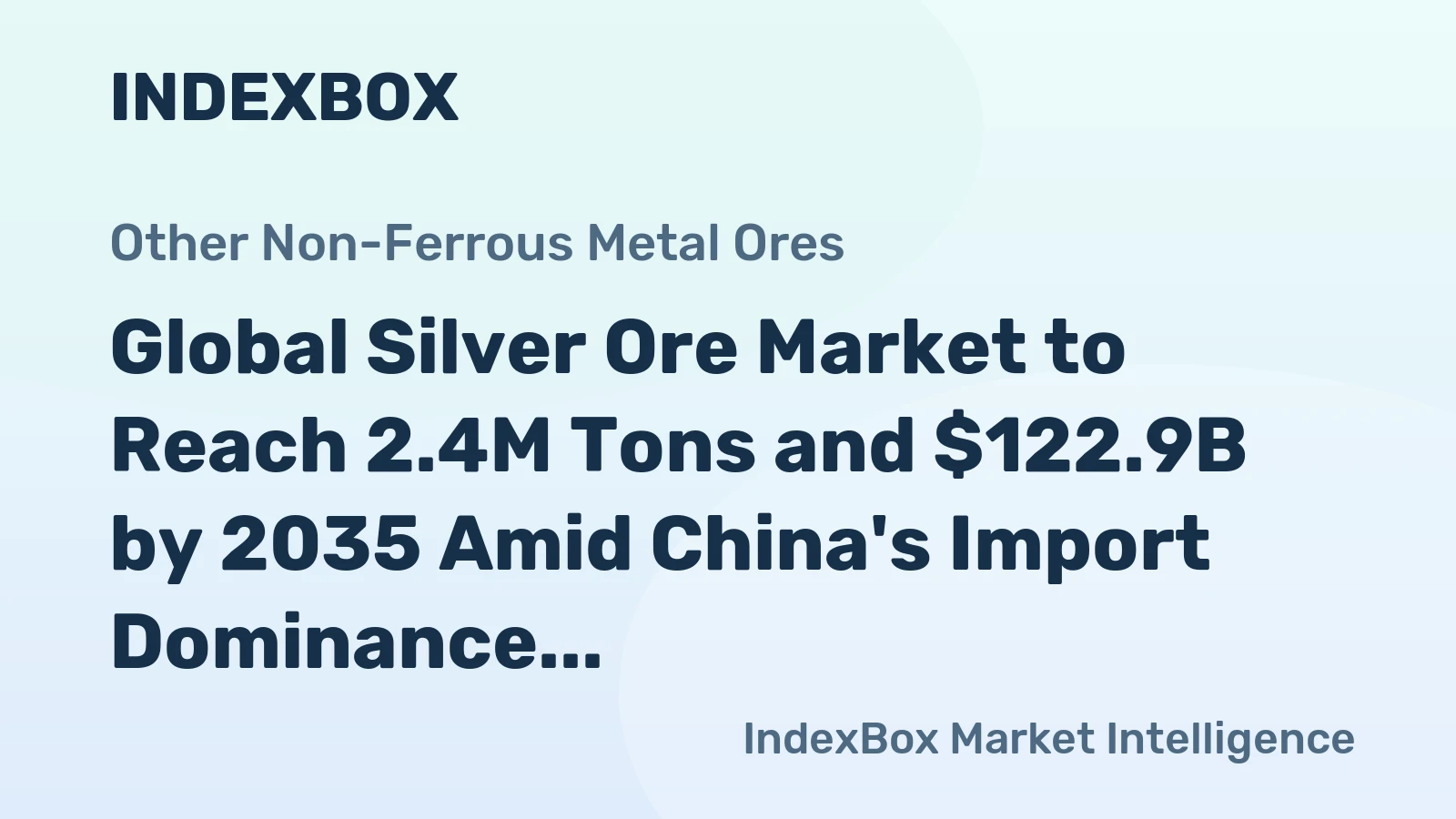 Global Silver Ore Market to Reach 2.4M Tons and $122.9B by 2035 Amid China's Import Dominance