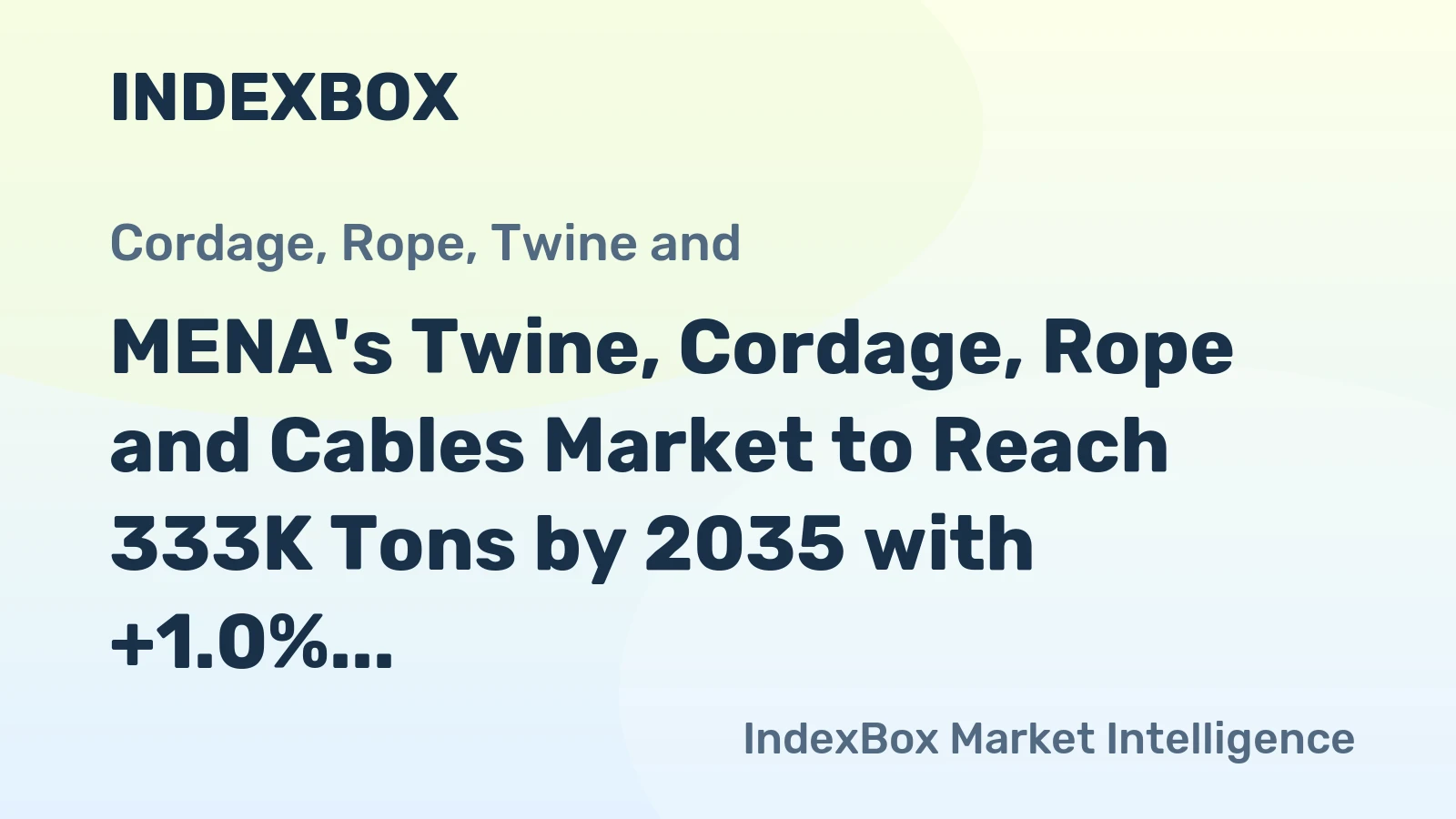 MENA's Twine, Cordage, Rope and Cables Market to Reach 333K Tons by 2035 with +1.0% CAGR