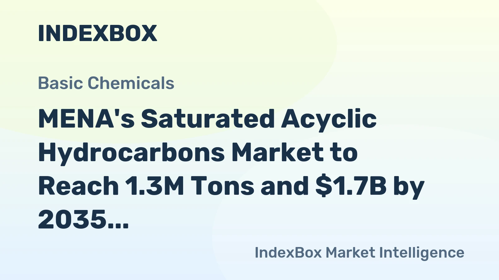 MENA's Saturated Acyclic Hydrocarbons Market to Reach 1.3M Tons and $1.7B by 2035