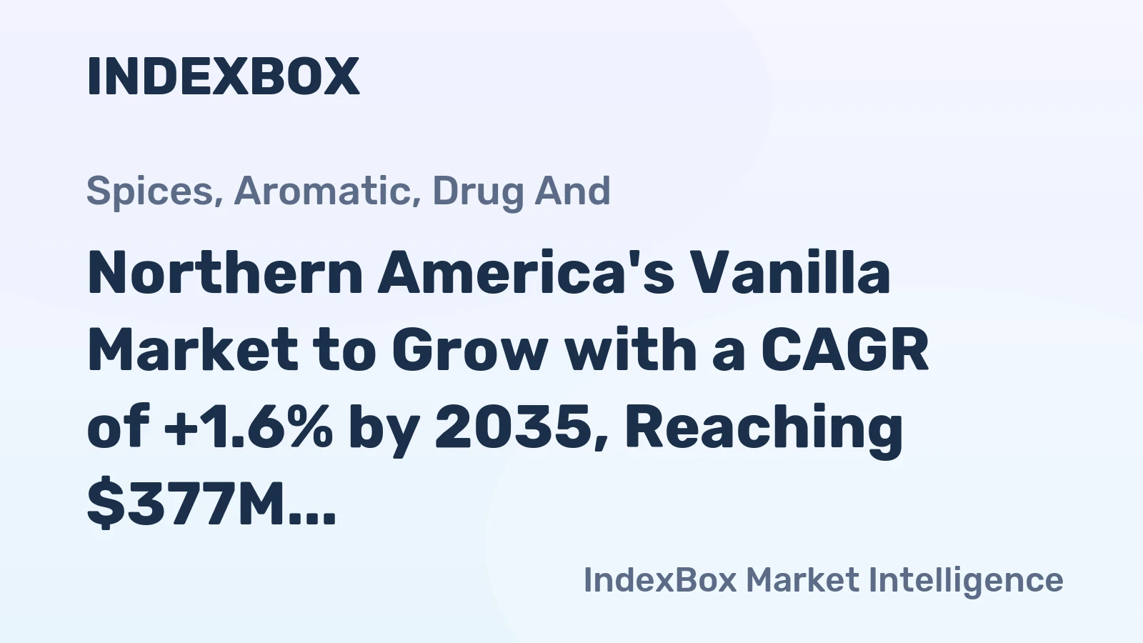Northern America's Vanilla Market to Grow with a CAGR of +1.6% by 2035, Reaching $377M